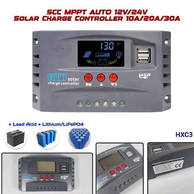 Jual SCC MPPT 10A 20A 30A Auto 12V/24V Power Solar Charge Controller ...