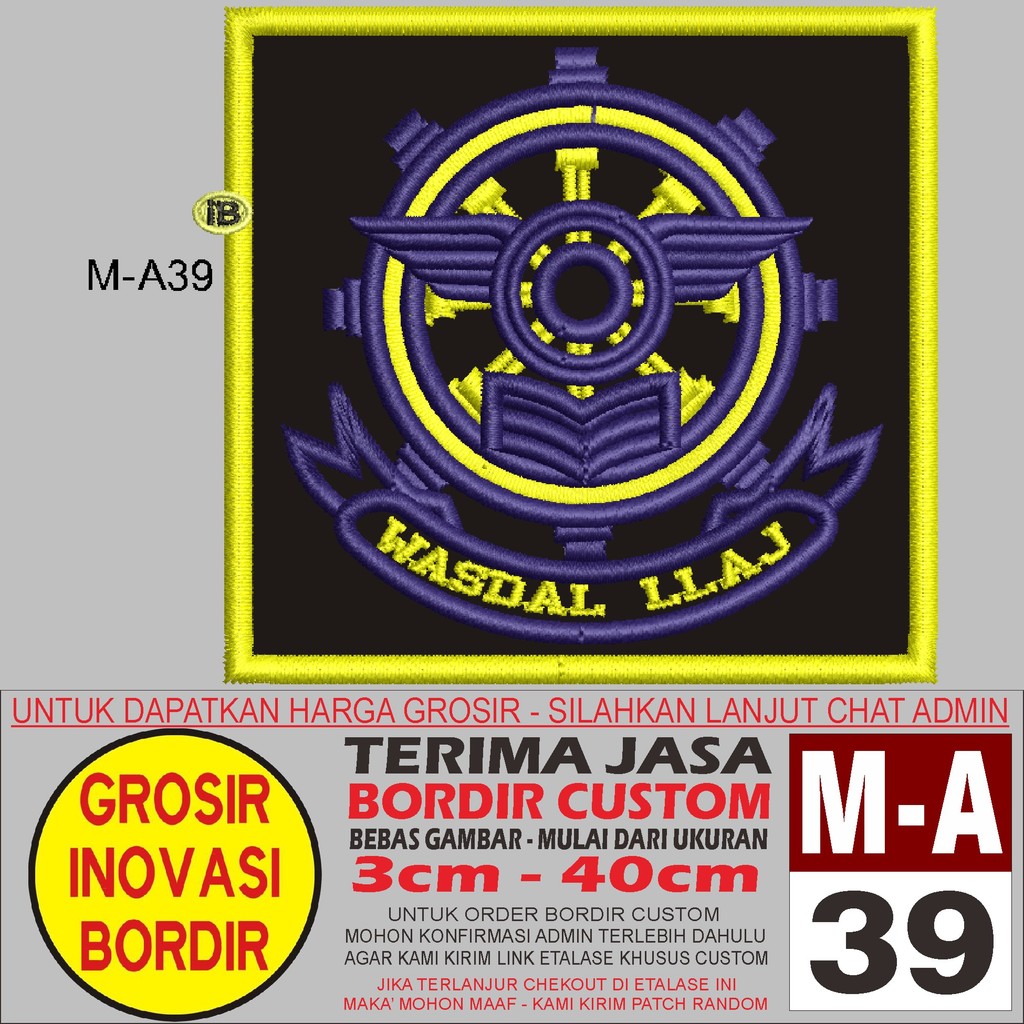 Jual PATCH BORDIR LOGO M-A39 LOGO WASDAL LLAJ - GIB REVIEW/TESTIMONI ...