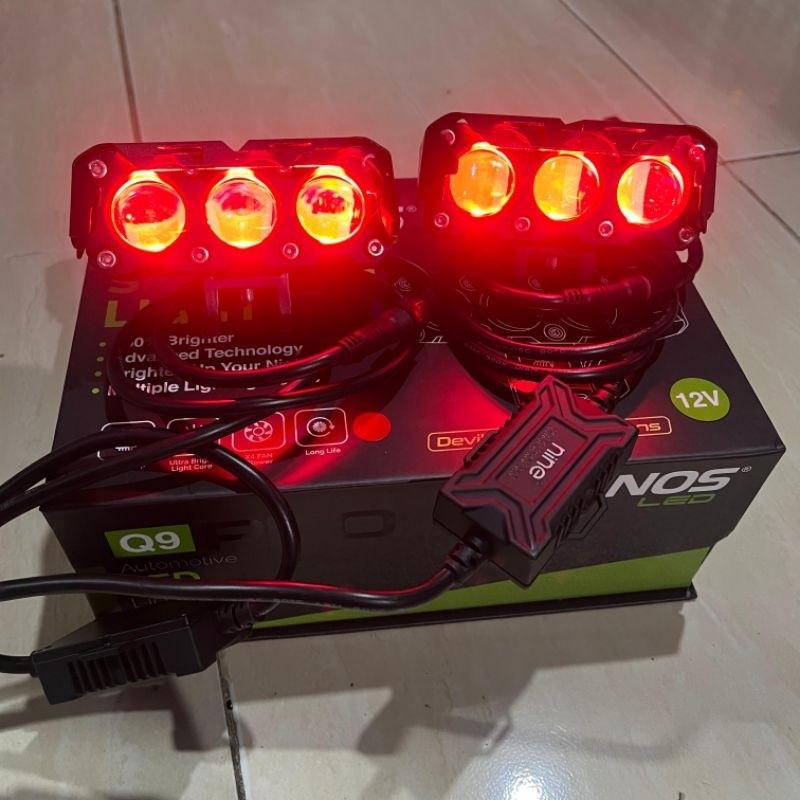 Jual LAMPU SOROT LASER Q9 Q9S Q10 Q9 PRO 80 WATT NINE LUMINOSLED 3 MATA 2 WARNA HI LOW WHITE ...