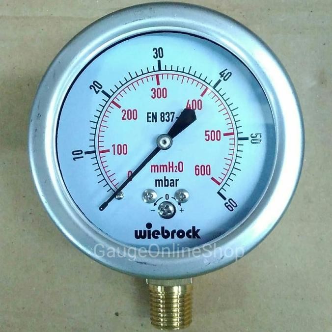Jual Low Pressure Gauge Model Raket 2 1/2" X 60 Mbar Ss Brass Wiebrock | Shopee Indonesia