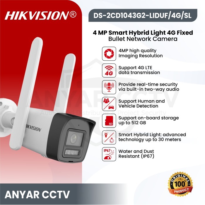 Jual HIKVISION DS-2CD1043G2-LIDUF/4G/SL 4MP Smart Hybrid Light 4G Bullet Camera | Shopee Indonesia