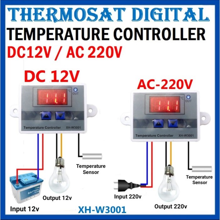 Jual Thermostat Digital AC 220V DC12V Termostat Alat Pengatur Suhu XH-W3001 readyy | Shopee ...