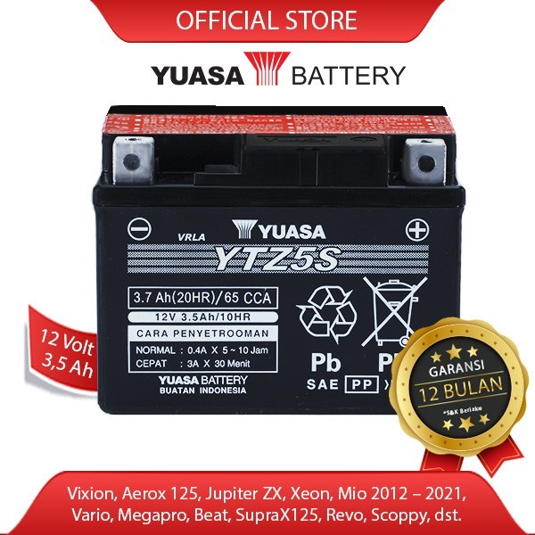Jual Yuasa Aki Motor Ytz5-S Mf (Pengiriman Kurir Yuasa) | Shopee Indonesia
