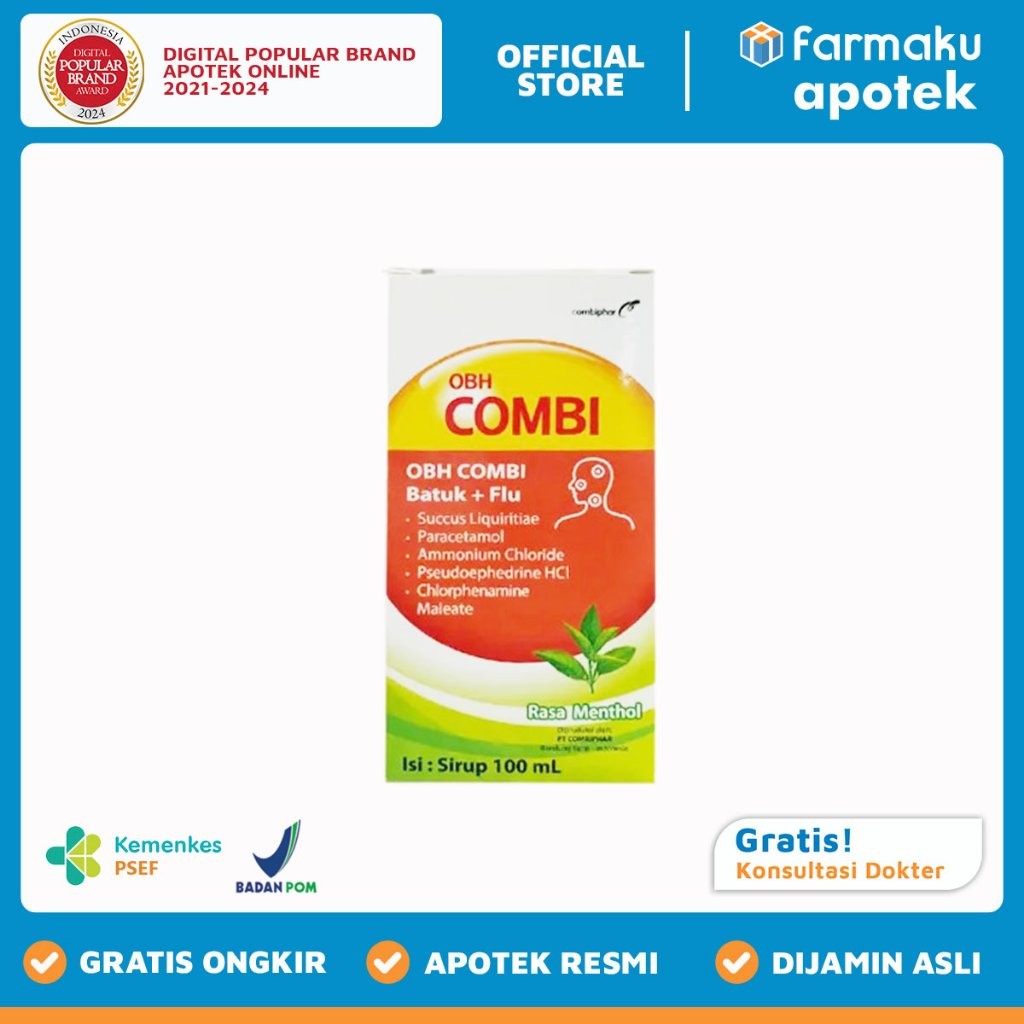 Jual OBH Combi Batuk Plus Flu Menthol Syrup 100 ml - BIN | Shopee Indonesia