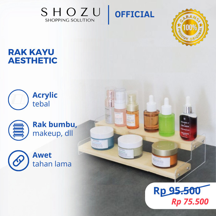 Jual RAK KAYU AKRILIK AESTHETIC DISPLAY STORAGE SUSUN JATI MAKEUP BUMBU ...