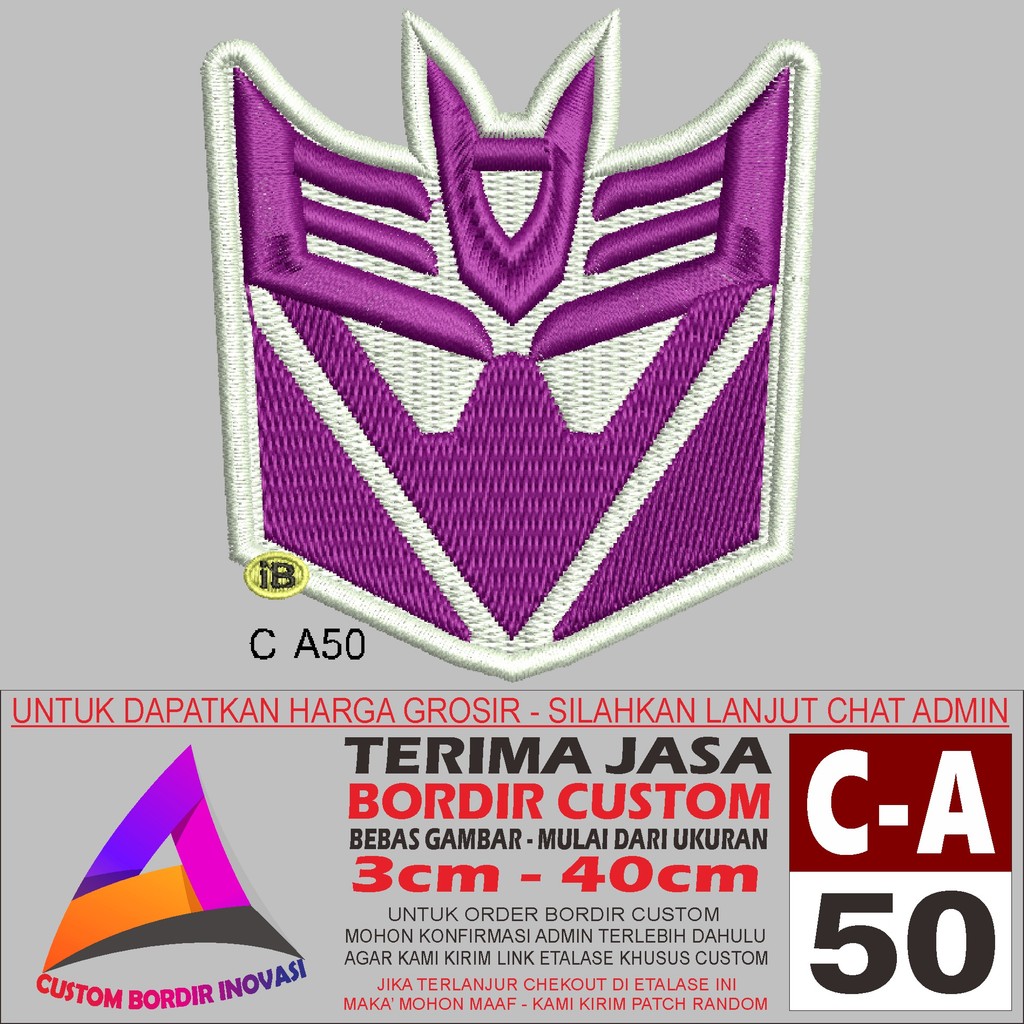 Jual PATCH BORDIR LOGO TRASNPORMERS C-A50- CUSTOM BORDIR INOVASI ...