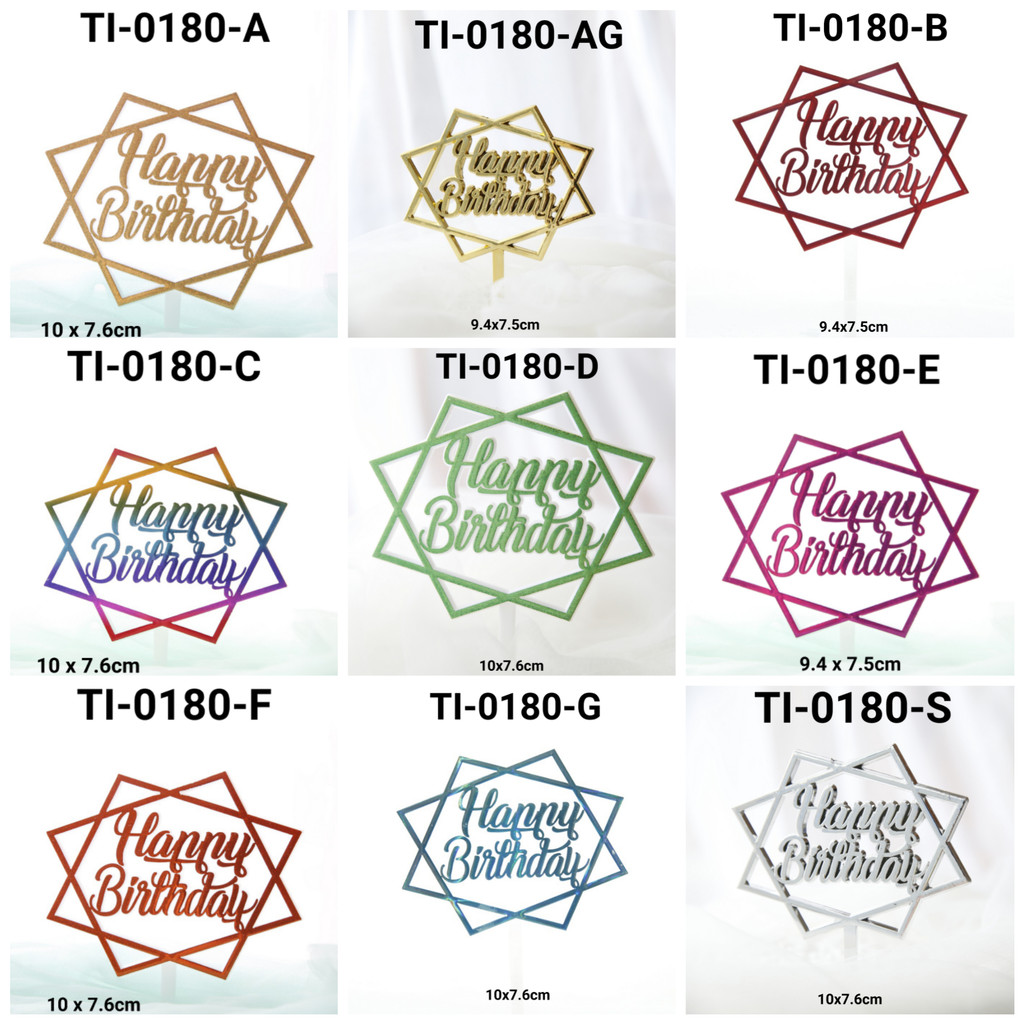 Jual GR-TI-0180 Cake topper tulisan plastik kue happy birthday frame ...