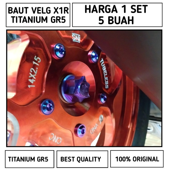 Jual BAUT VELG X1R/VND TITANIUM GR5 | Shopee Indonesia