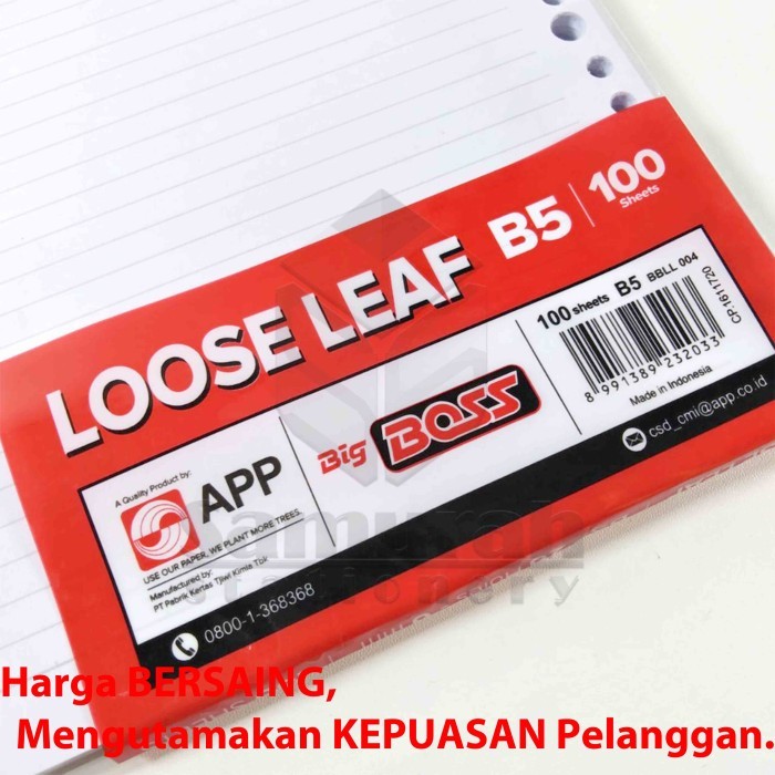 Jual Loose Leaf B5 100 Big Boss / isi Binder File Ukuran B5 isi 100 ...