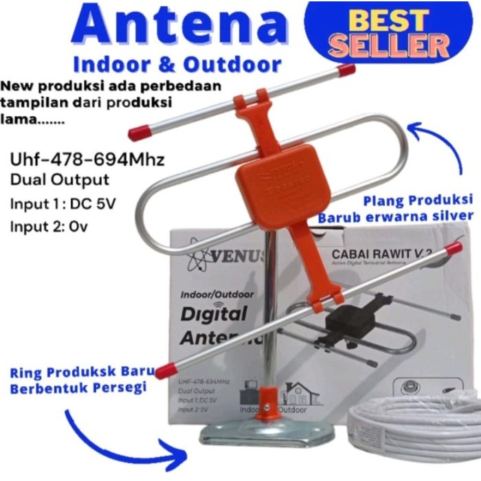 Jual ANTENA TV UHF VENUS CABAI RAWIT COCOK UNTUK SET TOP BOX SIARAN DIGITAL | Shopee Indonesia