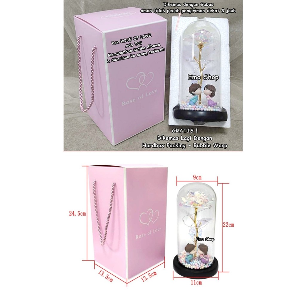 Jual BUNGA MAWAR KACA AKRILIK LAMPU LED MENYALA KADO VALENTINE,WISUDA ...