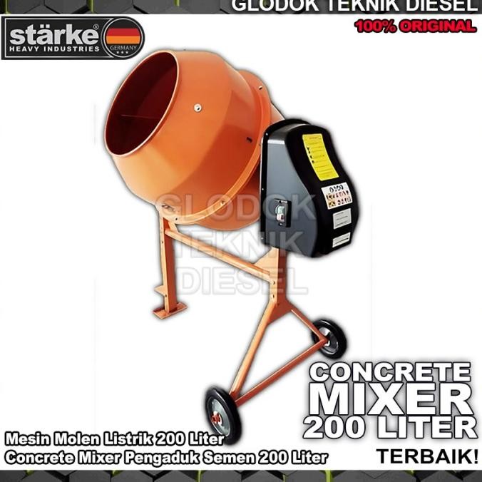 Jual Starke Mesin Molen Pengaduk Cor Semen Listrik 200 Liter Elektrik Concrete Mixer Machine ...