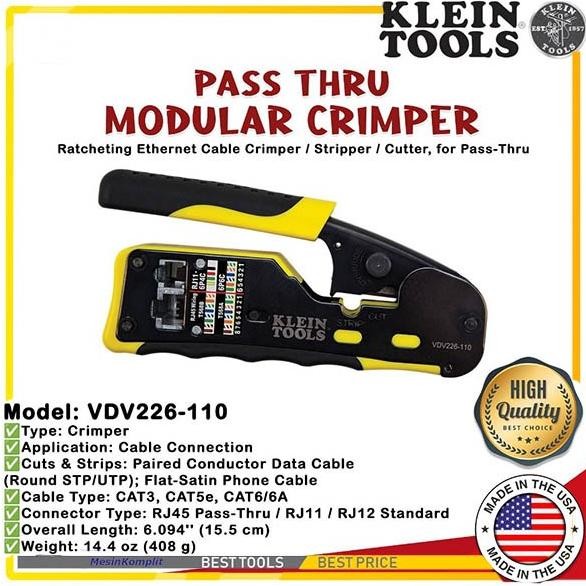 Jual Klein Tools Vdv226-110 Cable Crimper Cat6 Wire Stripper Cutter ...