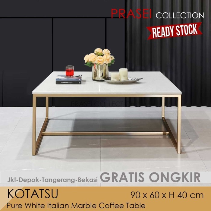 Jual Kotatsu - Pure White Italian Marble Coffee Table Meja Tamu Kotak ...