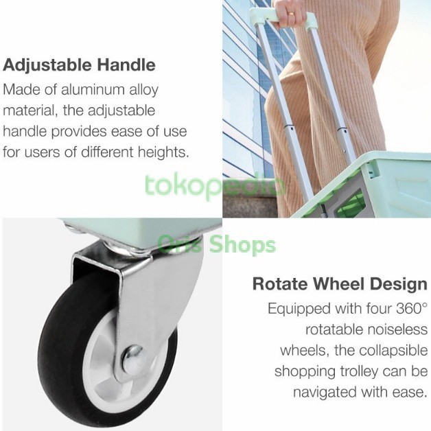 Jual IUIGA - Collapsible Shopping Trolley Keranjang / Koper /Tas ...