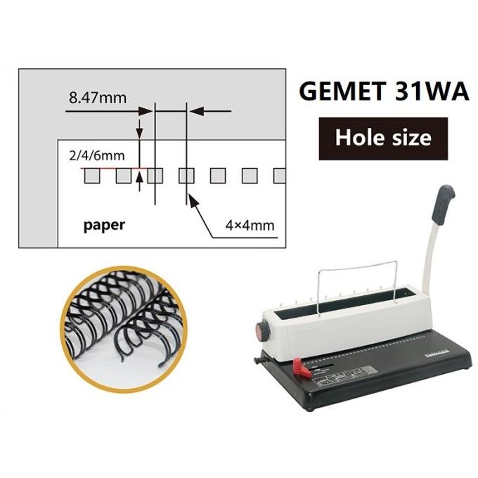 Jual Promo Mesin Jilid Binding Kawat Wire 3:1, A4, Lubang Kotak, GEMET ...
