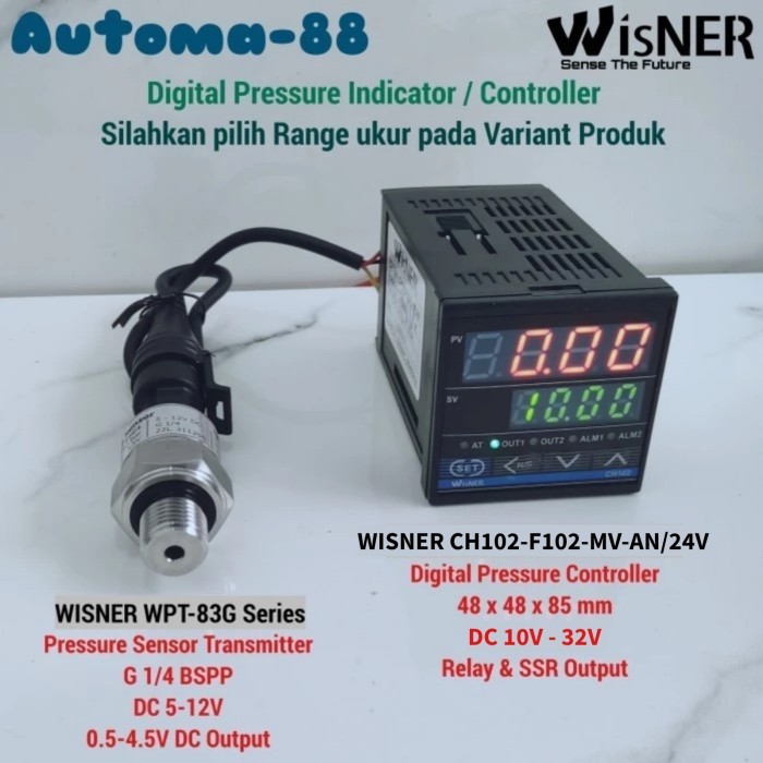 Jual DC 12V 24V Digital Pressure Controller indicator + Pressure Sensor WISNER CH102-F102-MV-AN ...