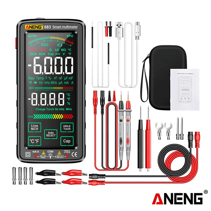 Jual Aneng 683 Pro Smart Touch Screen Multimeter AC/DC Voltage Test ...