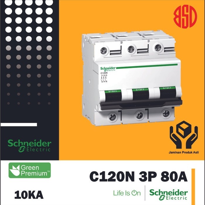 Jual Mcb 3P 80A 3 Phase 80 Ampere 10Ka Schneider C120N A9N18365 Original | Shopee Indonesia
