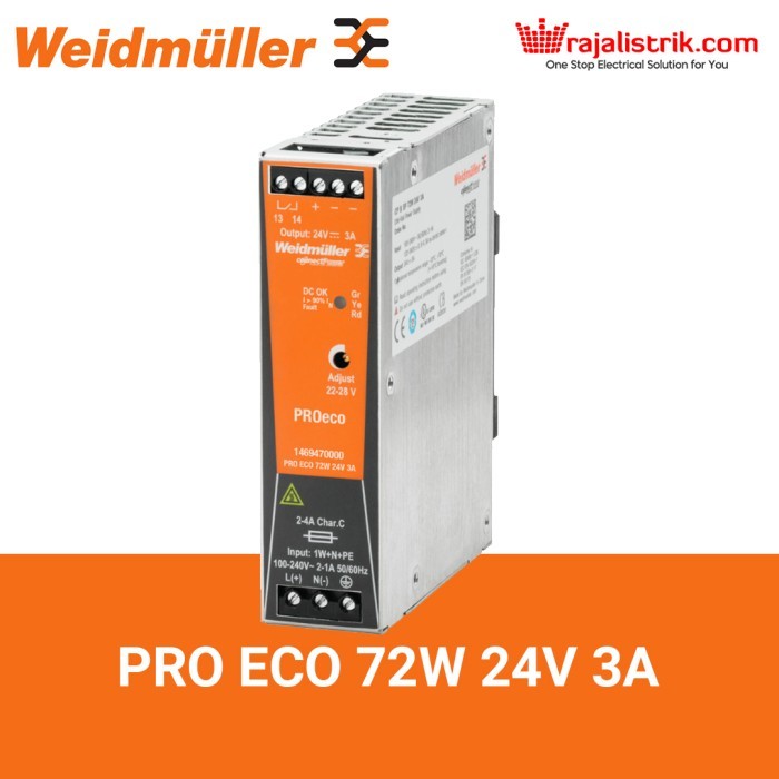 Jual Weidmuller Power Supply Pro Eco 72W 24V 3A (1469470000) | Shopee ...