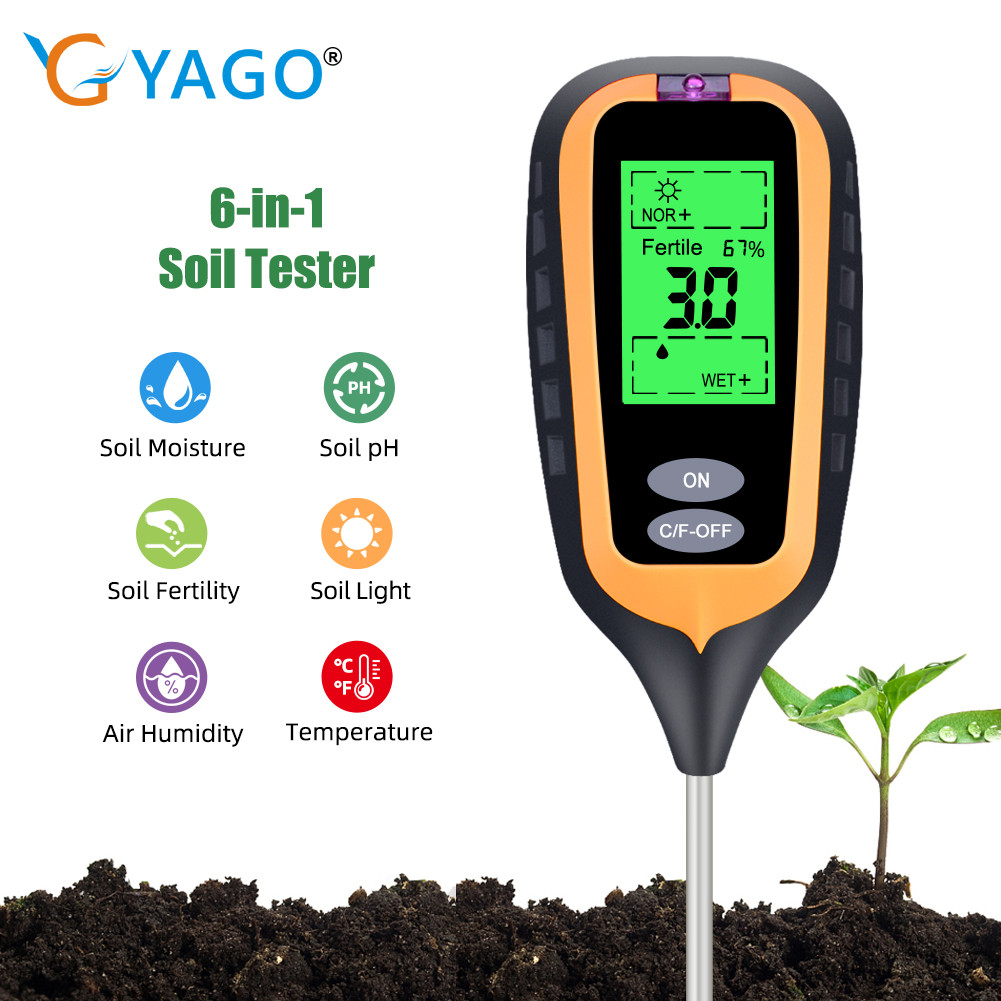 Jual REYES Digital Soil pH Meter & Moisture Tester - 6-in-1 Garden Soil ...