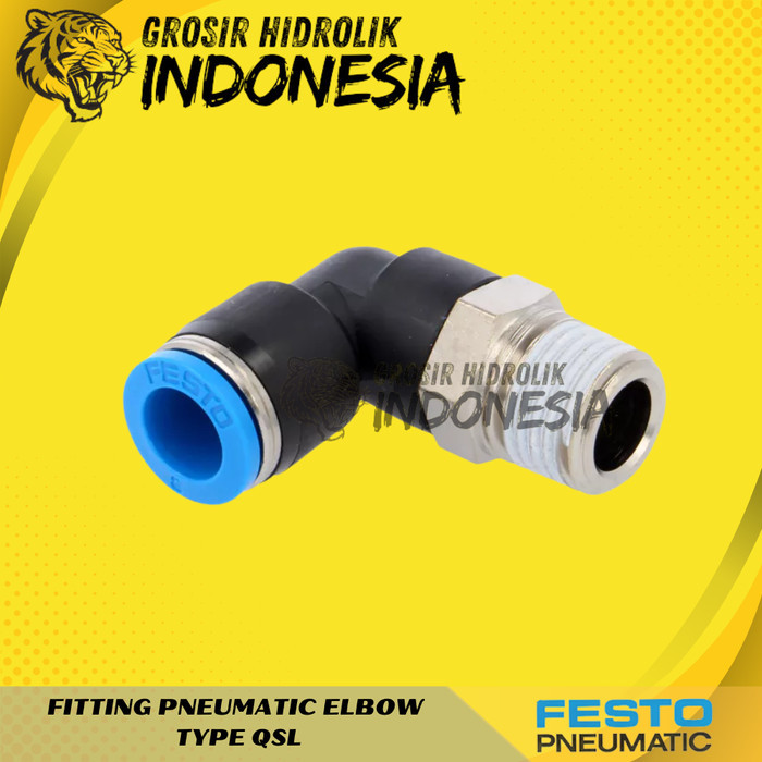 Jual QSL-12-1/8 FESTO ONE TOUCH FITTING ELBOW MALE SLIP LOCK FUSH IN CONNECTOR SELANG 12MM DRAT ...
