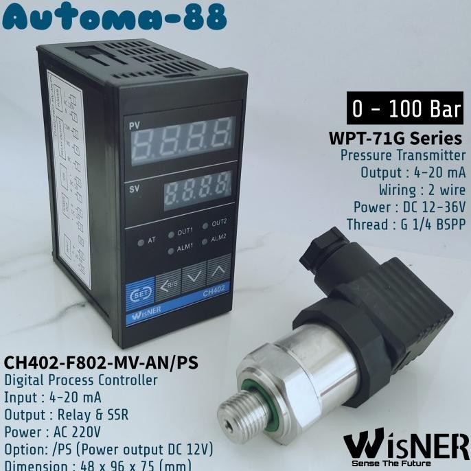 Jual Wisner Ch402 Ac 220V Digital Pressure Controller Indicator 0 - 100Bar Include Sensor ...