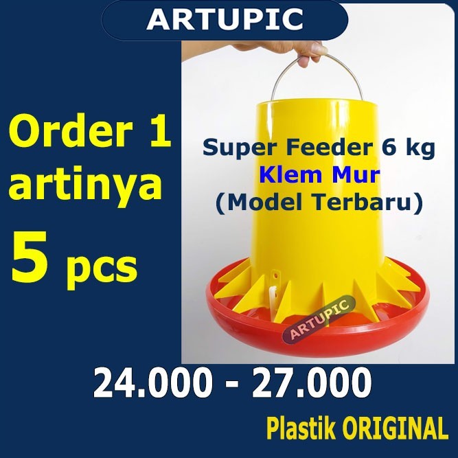 Jual TERBARU Super Feeder 6 kg KELIPATAN 5 pcs Tempat Makan Pakan Ayam Klem Mur | Shopee Indonesia