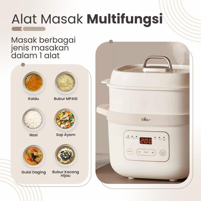 Jual Bear Slow Cooker 1.6L + Steamer | Panci Keramik | Baby & Family ...
