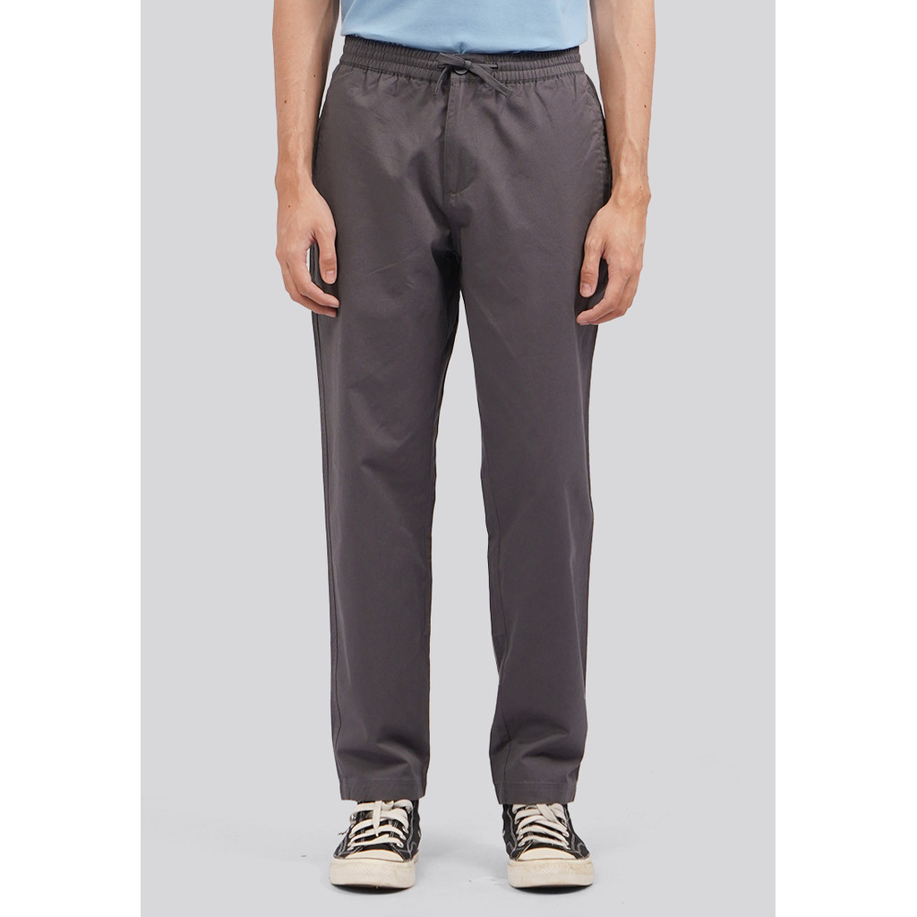 Jual Executive Slim Fit Drawstring Pants Dark Grey | Shopee Indonesia