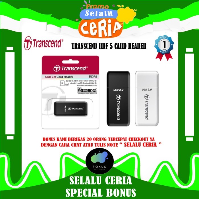 Jual Transcend RDF5 USB 3.0 Memory Card Reader | Shopee Indonesia