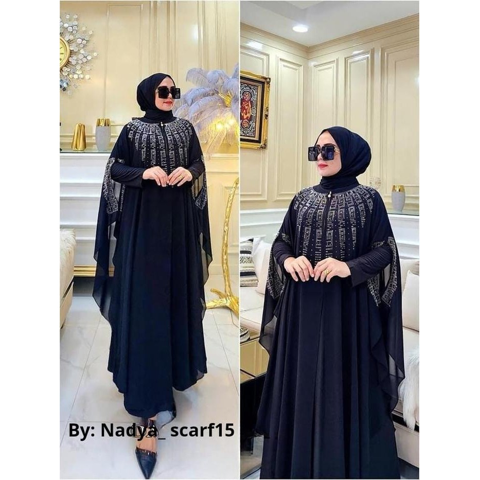 Jual KAFTAN SYAHRINI BUSUI PAYET MEWAH DRESS TURKI SYARI SIMPLE CERUTY ...