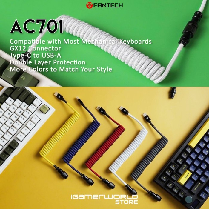 Jual Fantech AC701 Coiled Cable Aviator USB Type C for Mechanical ...