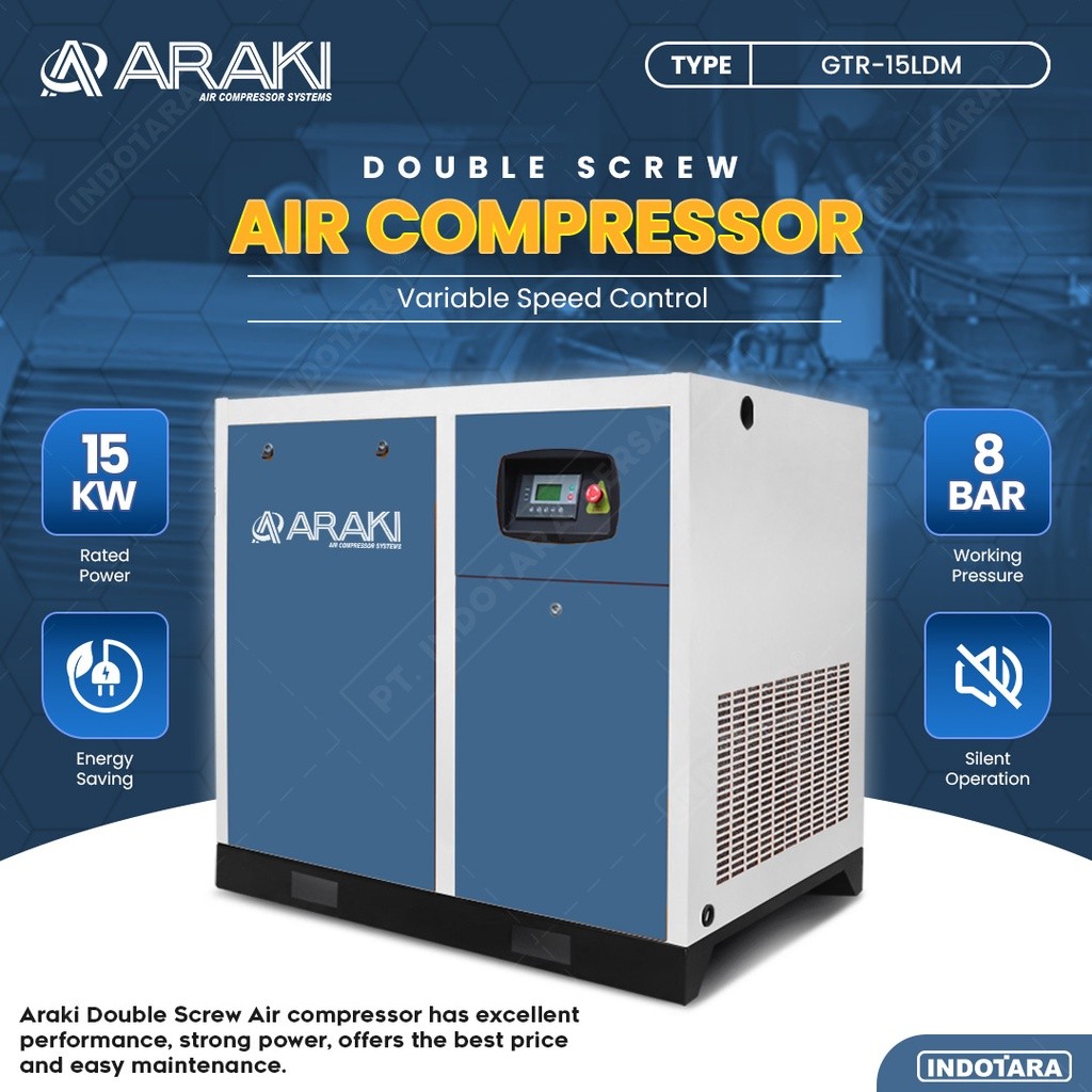 Jual Araki Air Compressor System Permanent 15KW 8Bar GTR-15LDM | Shopee ...