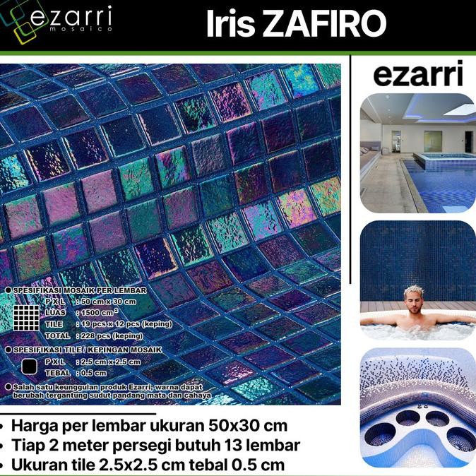Jual Keramik Mozaik Kaca Mosaik Ezarri Iris Zafiro Bersinar Buatan ...