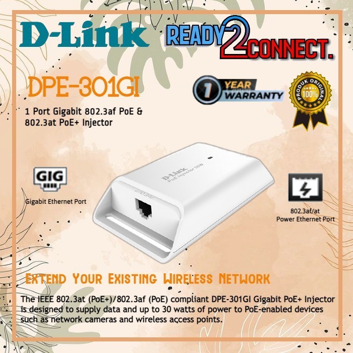 Jual DLINK DPE-301GI 1-port Gigabit 802.3af PoE & 802.3at PoE+ Injector ...