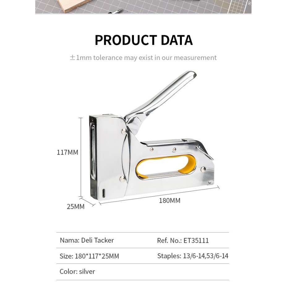 Jual GUN TACKER DELI STAPLER TEMBAK METAL BESAR - ET35111 | Shopee ...