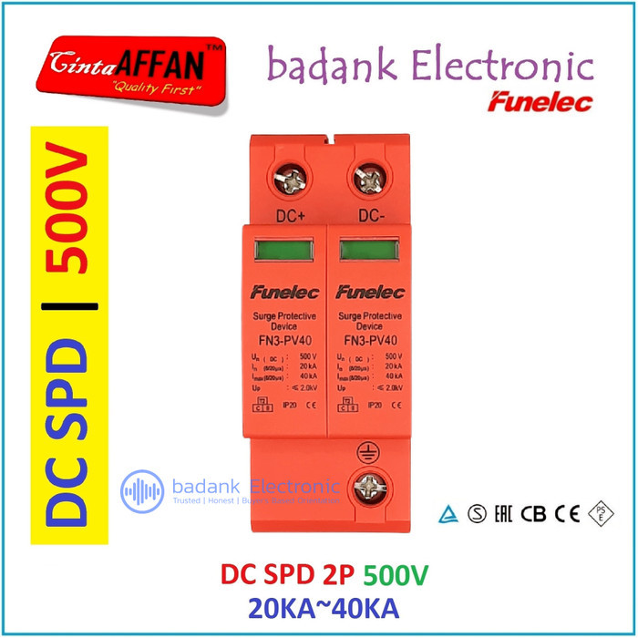 Jual Dc Spd 2P 500V 20-40Ka Surge Arrester Protect Device Solar Panel ...