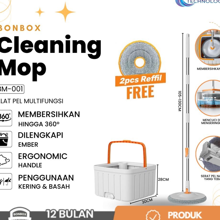 Jual Bonbo Bm001 Mop 2In1 Alat Pel Memberih Lantai Et 360 Dilengapi Ember Garani Re 1 Tahun ...