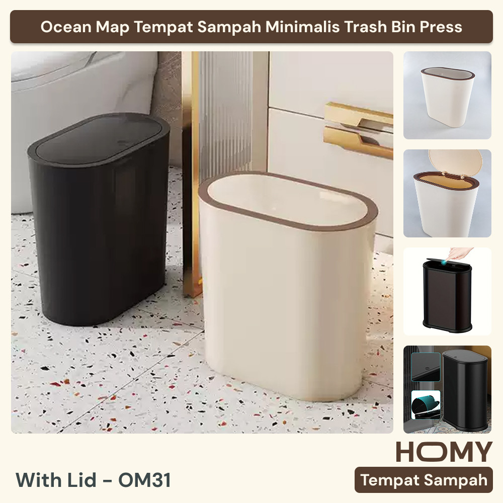 Jual Ocean Map Tempat Sampah Minimalis Trash Bin Press Type with Lid ...