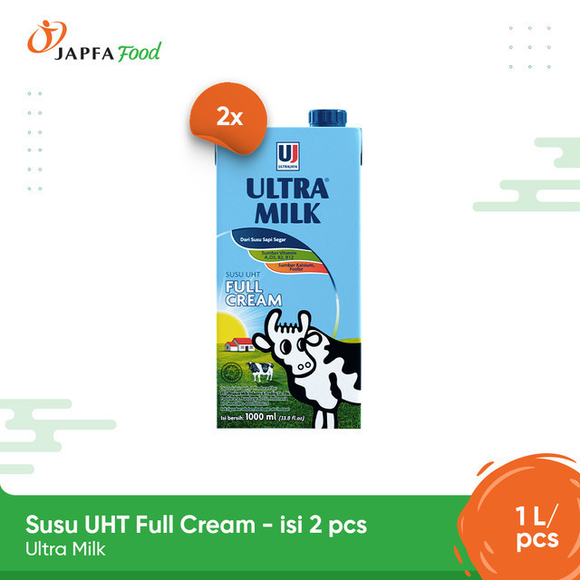 Jual Ultra Milk Susu UHT Full Cream 1L 100% Susu Sapi Segar - Isi 2 pcs | Shopee Indonesia