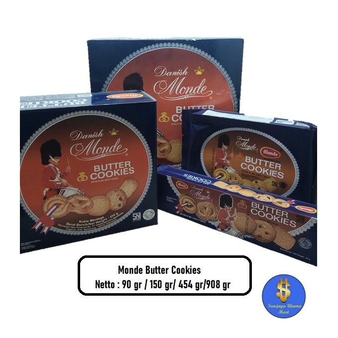 Jual Monde Butter Cookies 90g/150g/454g/908g-Biskuit Monde Butter ...