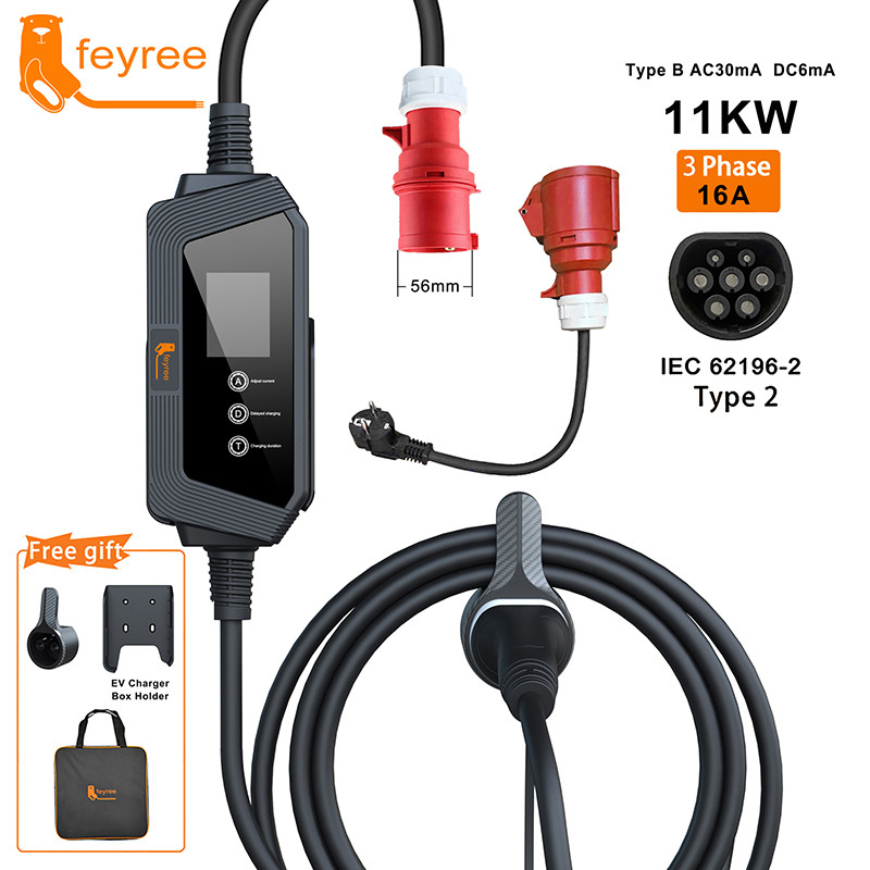 Jual NEW feyree Type2 Portable EV Charger 11KW 16A 3 Phase EVSE ...