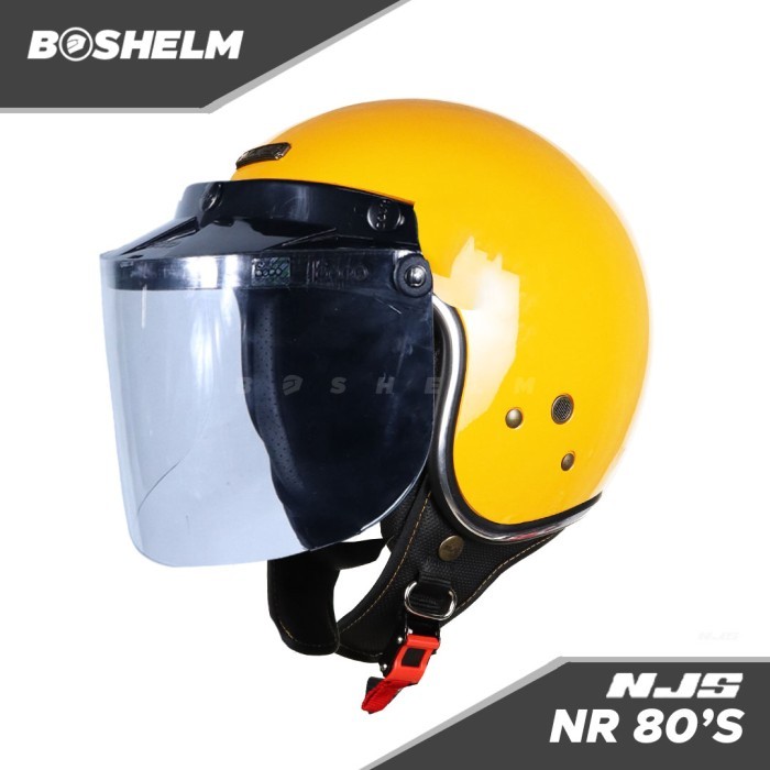 Jual Helm Njs Nr-80'S Solid Exotic Yellow Glossy Visor Helm Half Face ...