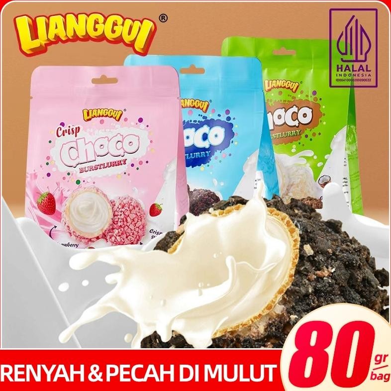 Jual TW39 [HALAL] Enak Snack Lianggui Crisp Burstlurry Choco Strawberry ...