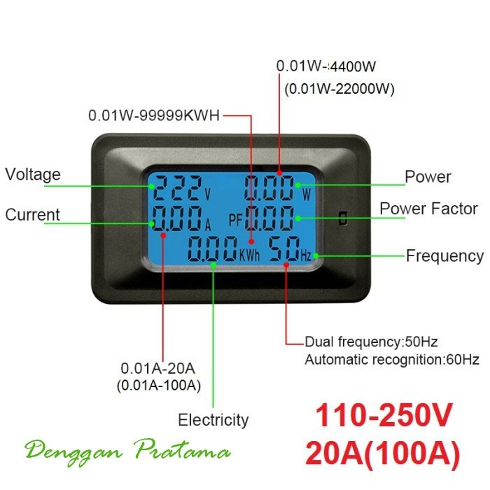 Jual BEBAS ONGKIR - Power Meter Digital Watt KWH Volt Amper Cos Phi ...