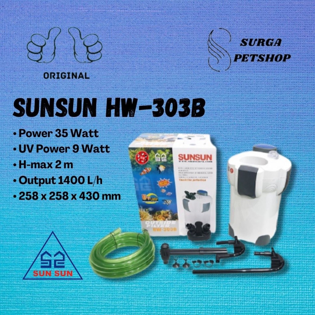 Jual SUNSUN HW 303B CANISTER AQUARIUM AKUARIUM AQUASCAPE EXTERNAL FILTER 35 WATT HW-303B HW303B ...