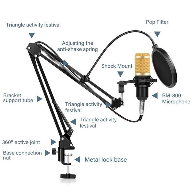 Jual Paket Recording Lengkap Microphone Mic Condenser Bm 800 Stand Mic ...