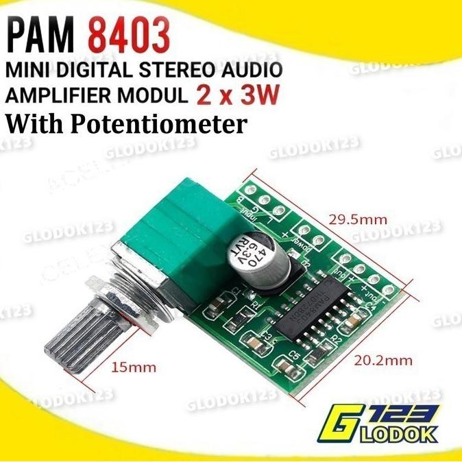 Jual Kit Amplifier PAM8403 AU-03 Mini Stereo Audio 2x3W 5V 2Ch 3W ...