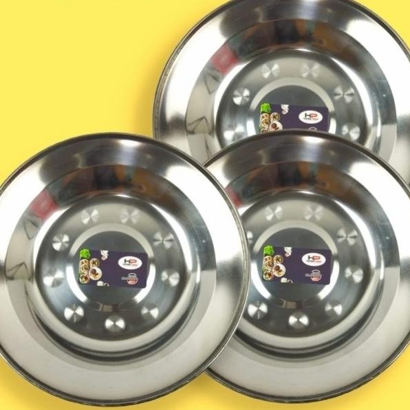 Jual ] Piring Makan Nasi Saji Sayur Lauk Kue Roti Dessert Stainless ...